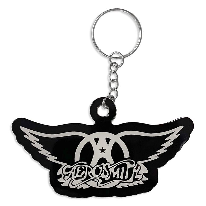 KEY_CHAIN_88 Aerosmith White On Black Logo Keychain