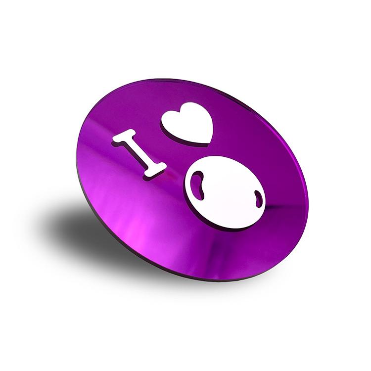 PBL-400-0116-00 Mirrored I Heart Pinball Drink Coaster - Purple